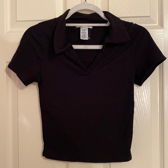 Caution To The Wind | Tops | Caution To The Wind Black Collared Ribbed ...